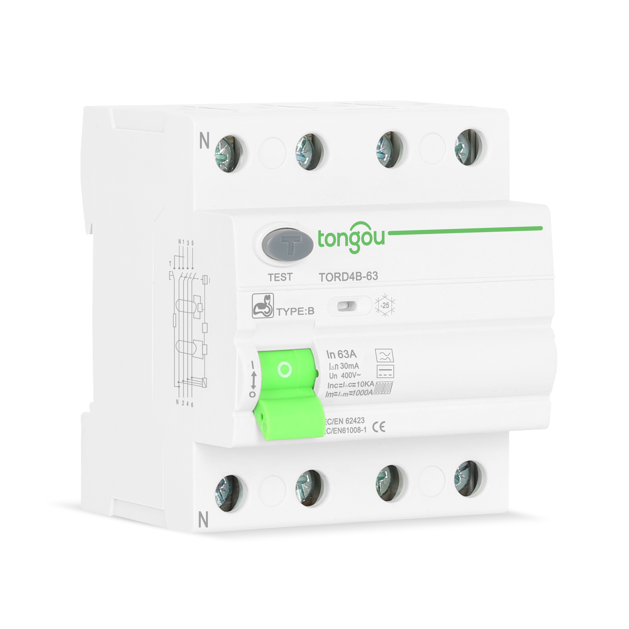 TORD4B Type B RCCB 30mA - 300mA RCD Earth Leakage Circuit Breaker