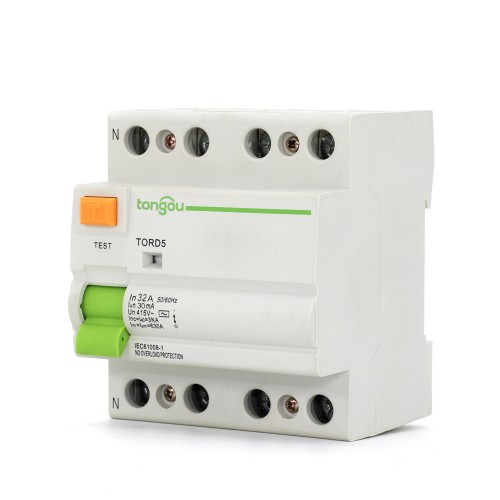 4P 32A RCCB RCD 30mA Residual Current Circuit Breaker TORD5 4P 32A RCCB RCD 30mA Residual Current Circuit Breaker TORD5