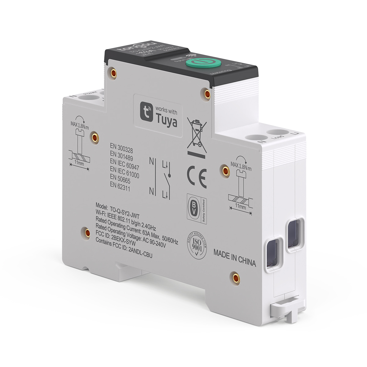 TO-Q-SY2-JWT Din Rail Smart WiFi Switch with timing metering function ...