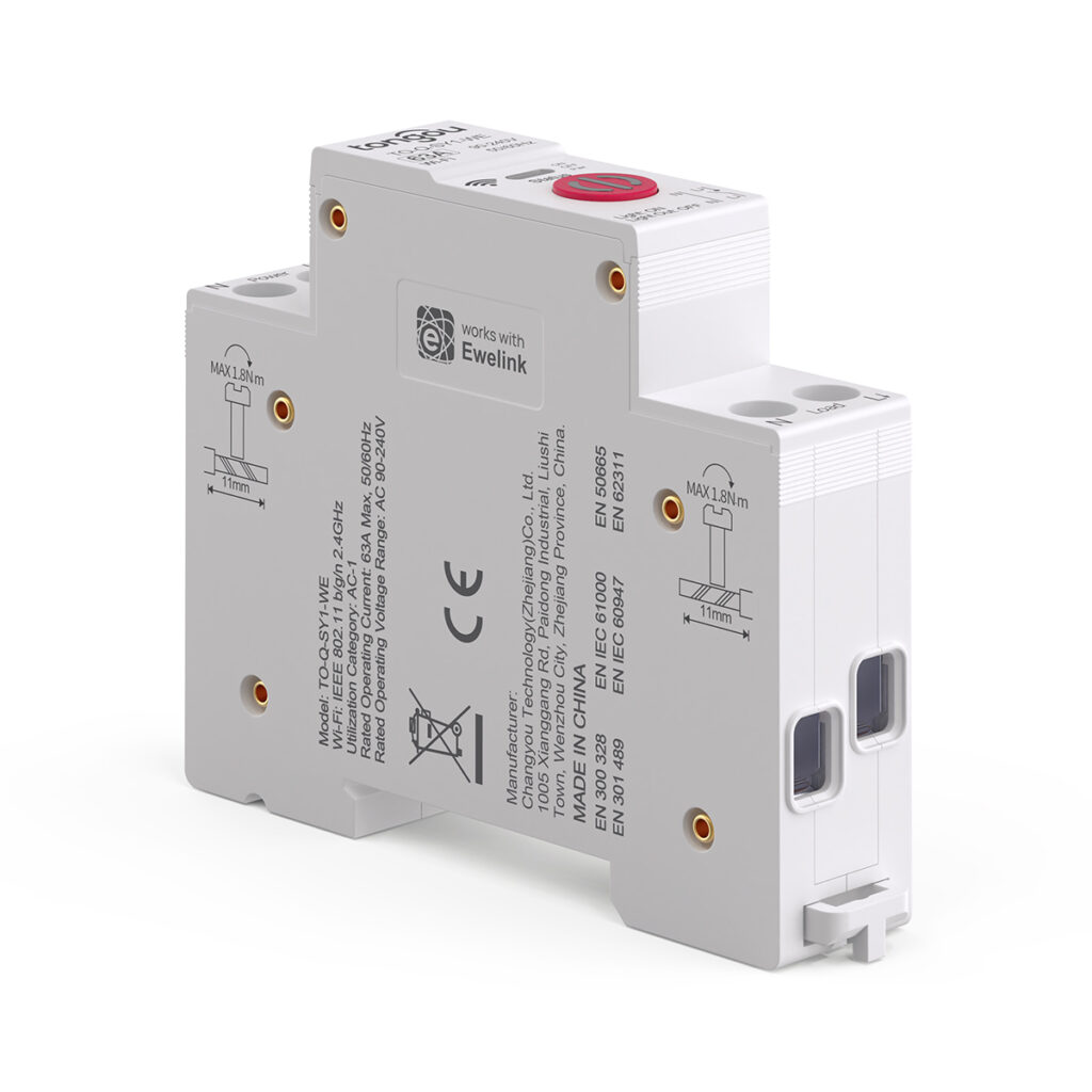 TO-Q-SY1-WE Din Rail eWeLink Wi-Fi Smart Switch with Timing Modes - TONGOU