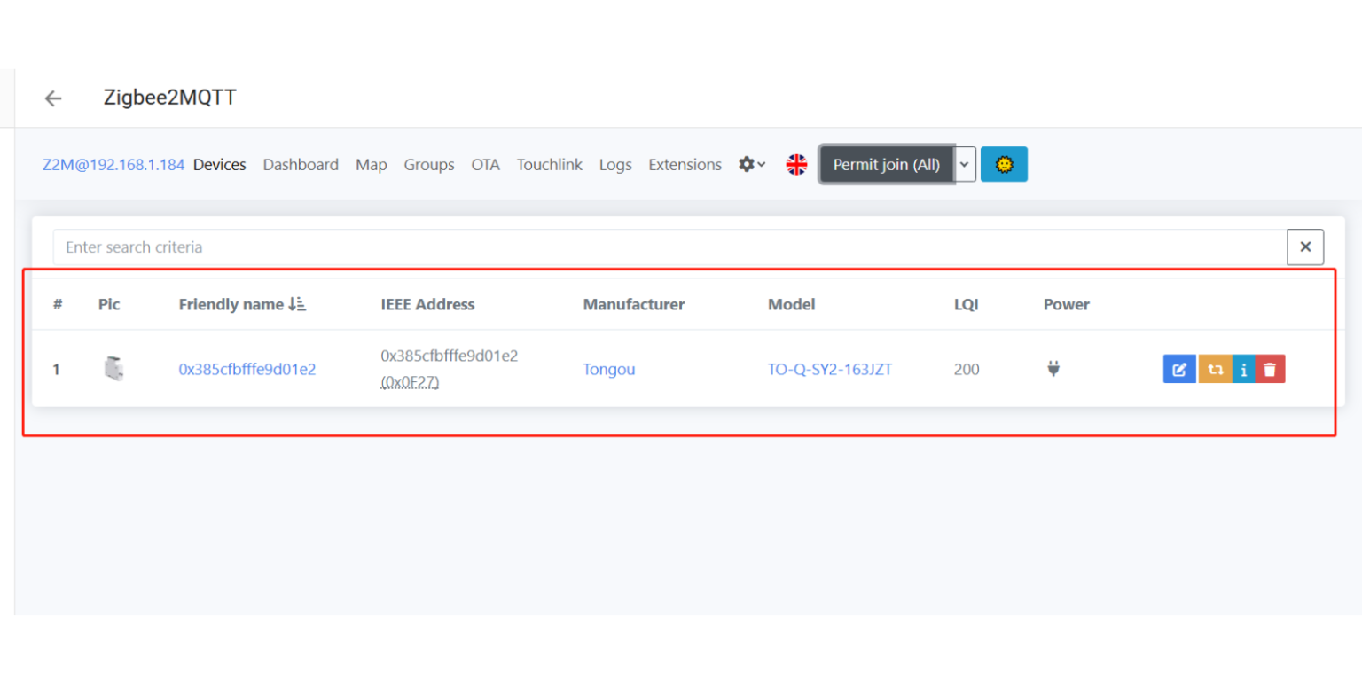 Zigbee2MQTT - TONGOU